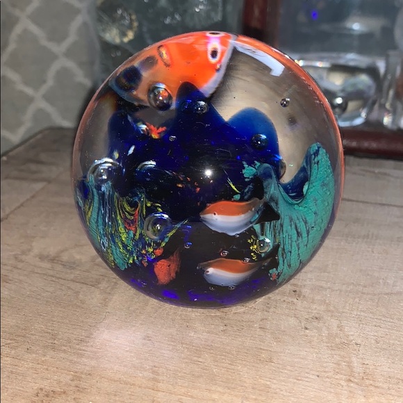 Accents | Vintage Glass Handmade Ocean Theme Paperweight | Poshmark
